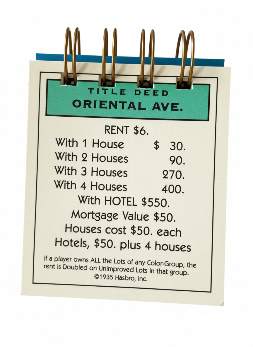 Oriental Ave Monopoly Mini Journal | Red Barn Collections